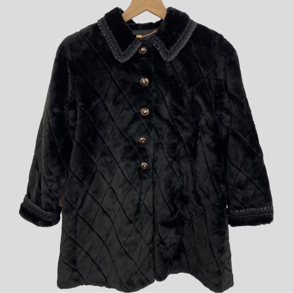 St. John | Jackets & Coats | St John Coat Collection Black Faux Fur Quilted Jacket | Poshmark